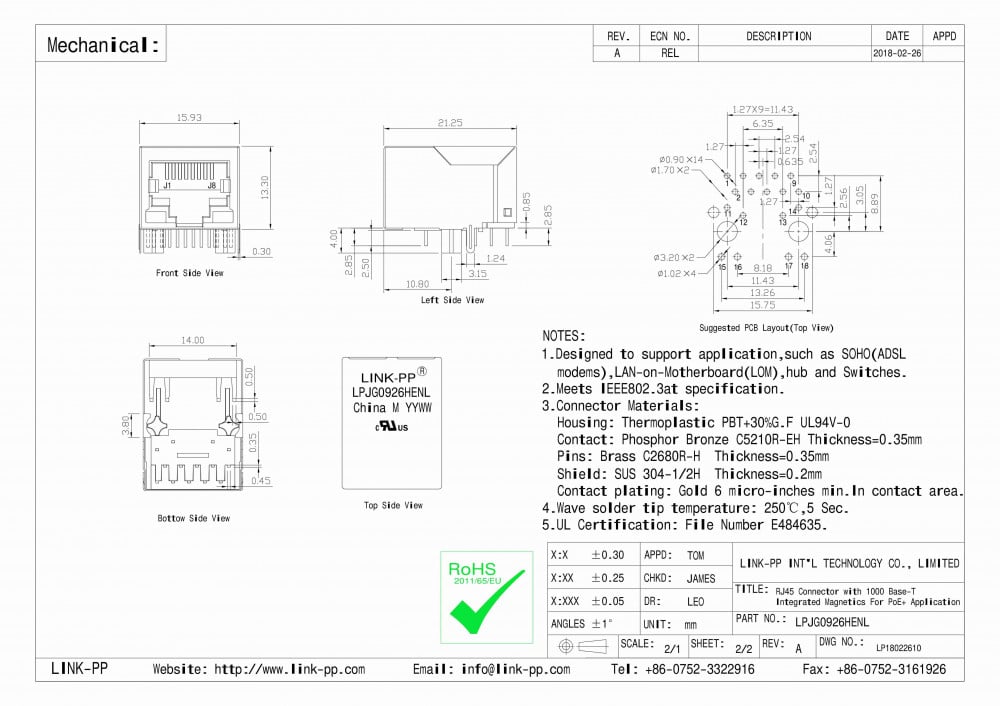 LPJG0926HENL technical document page 2
