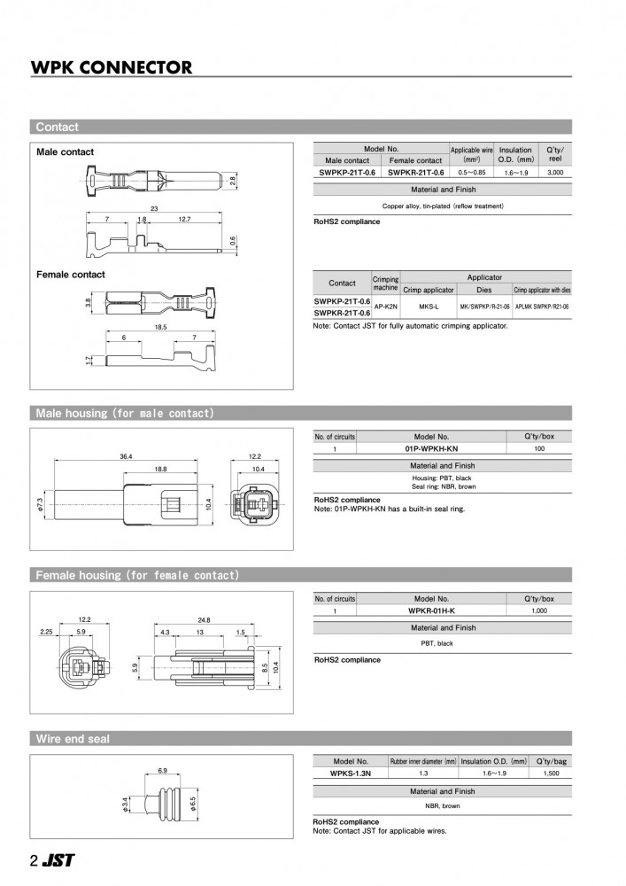JST WPK series technical document page 2