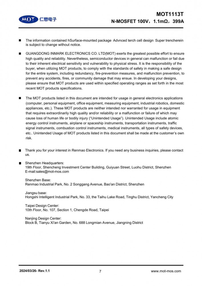 MOT1113T datasheet page 7