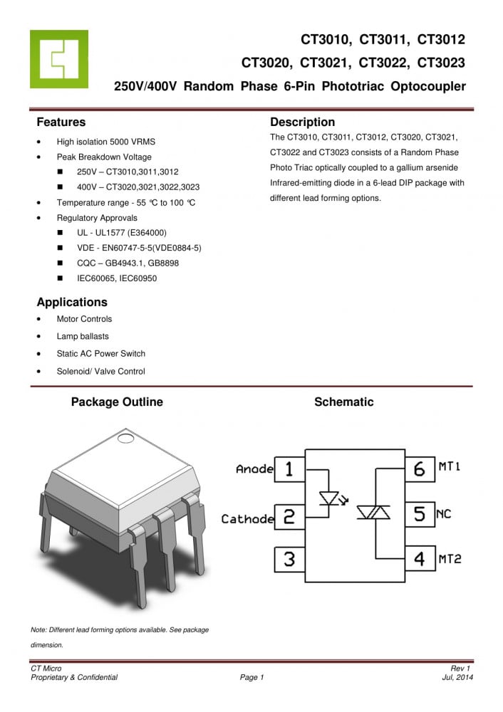 CT3021 datasheet page 1