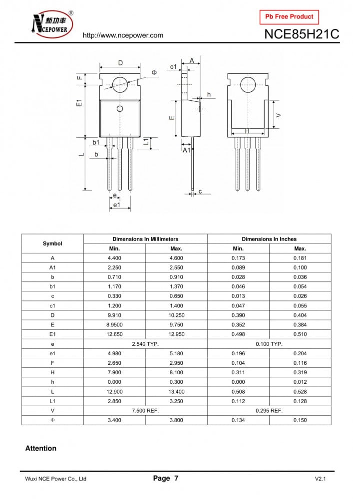 NCE85H21C datasheet page 7