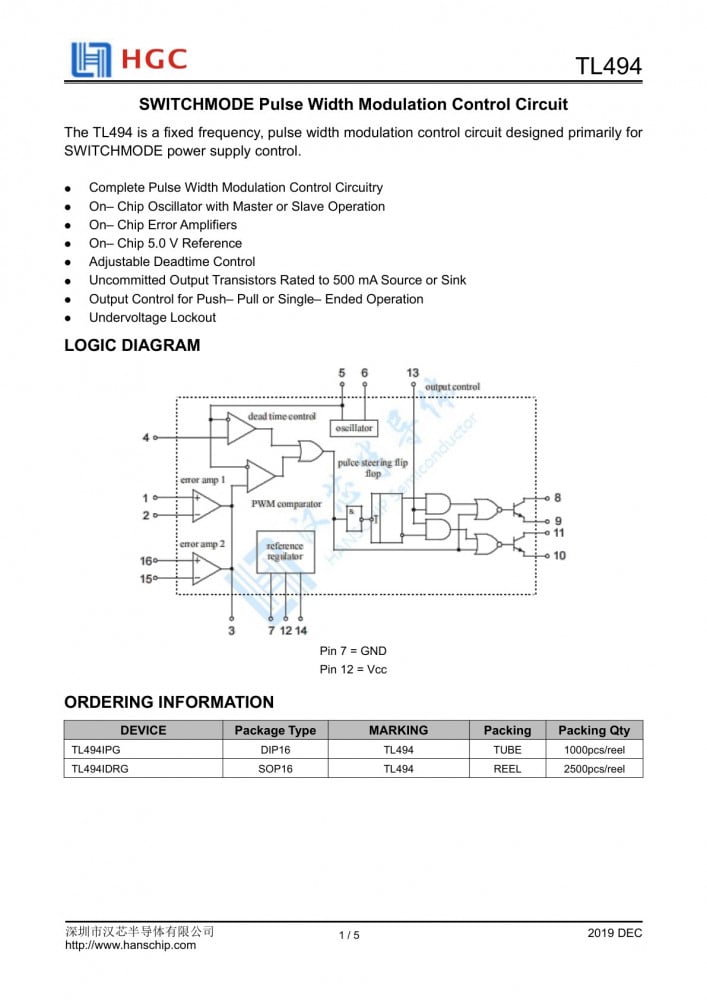 TL494IDRG datasheet page 1