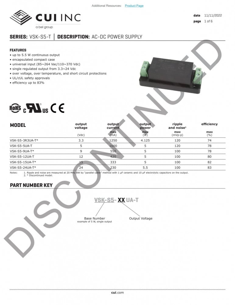 VSK-S5-15UA-T datasheet page 1
