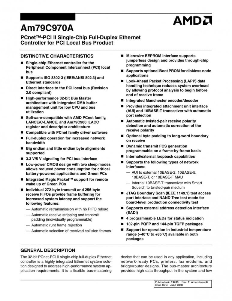 AM79C970A datasheet page 2
