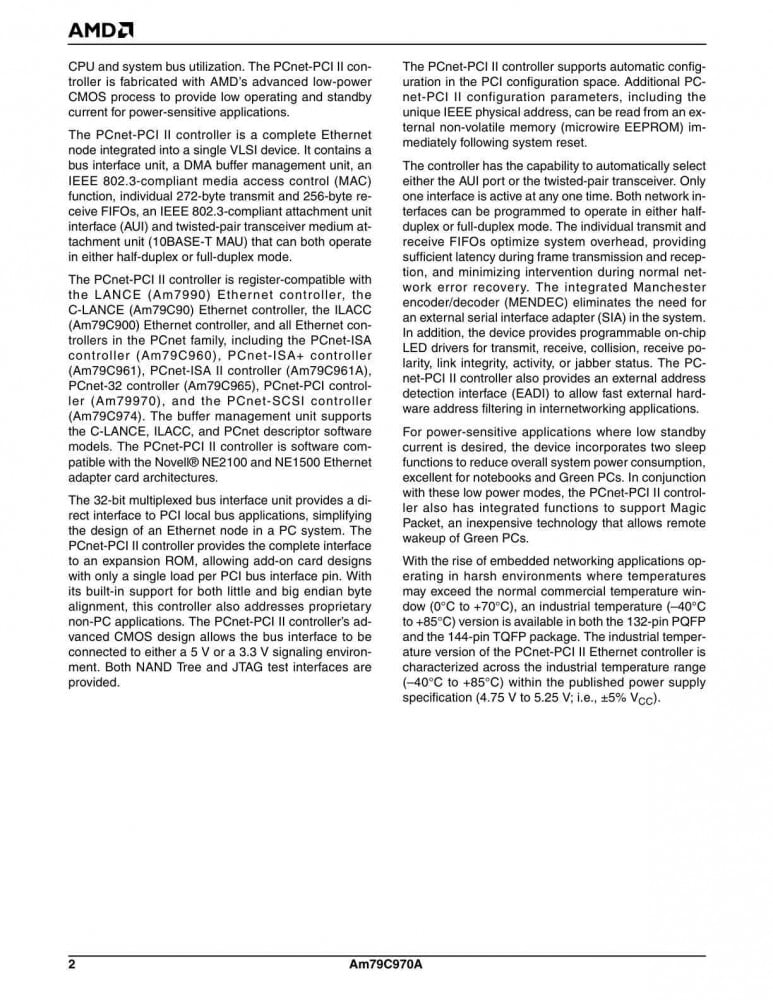 AM79C970A datasheet page 3