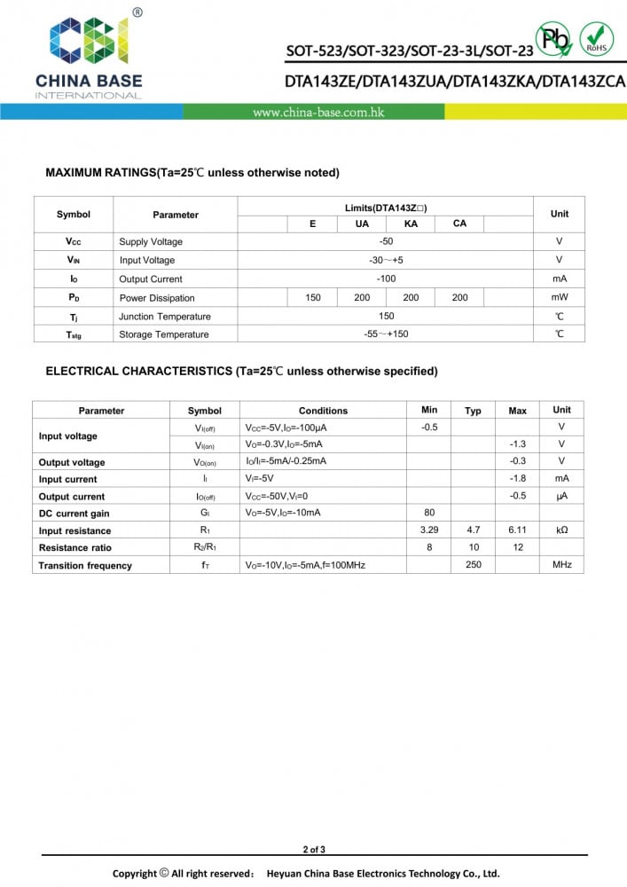 DTA143ZUA datasheet page 2