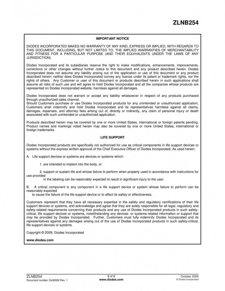 ZLNB254 datasheet page 8