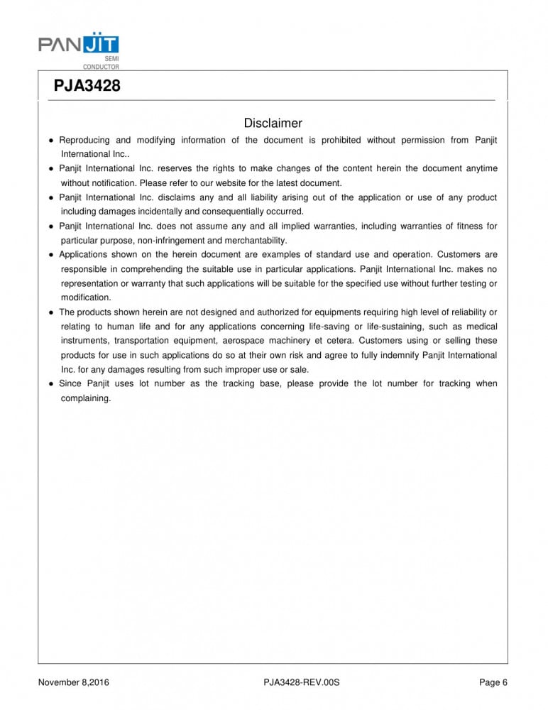 PJA3428 datasheet page 6
