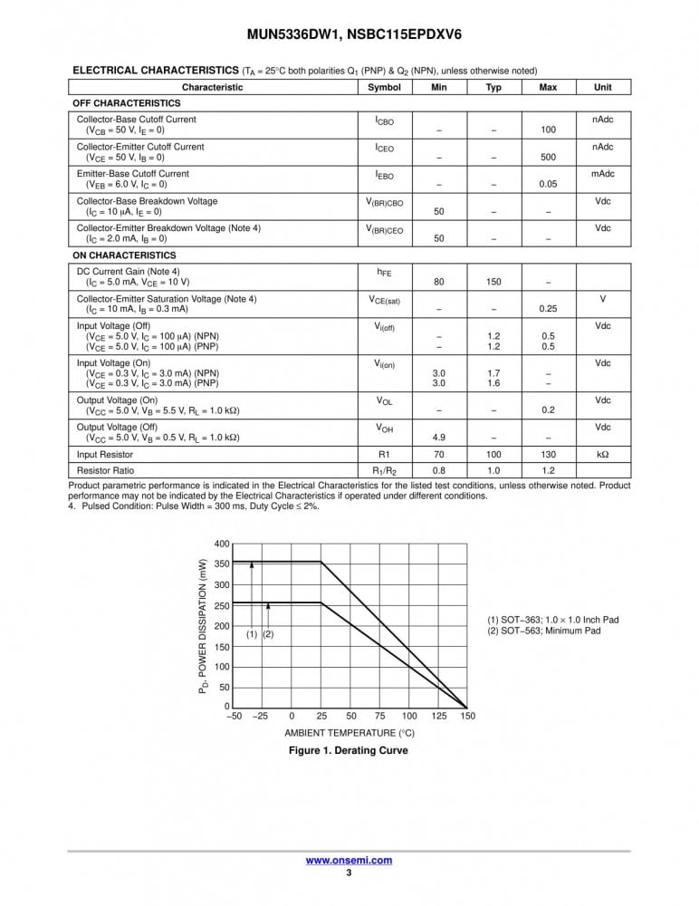 NSBC115EPDXV6T1G datasheet page 3