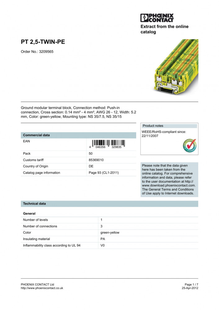 PT 2,5-TWIN-PE technical document page 1