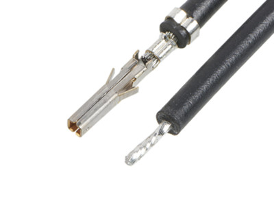 Pre-Crimped Lead Mini-Fit Jr. Female-to-Pigtail, Gold (Au) Plating, 300.00mm Length, 18 AWG, Black for sale