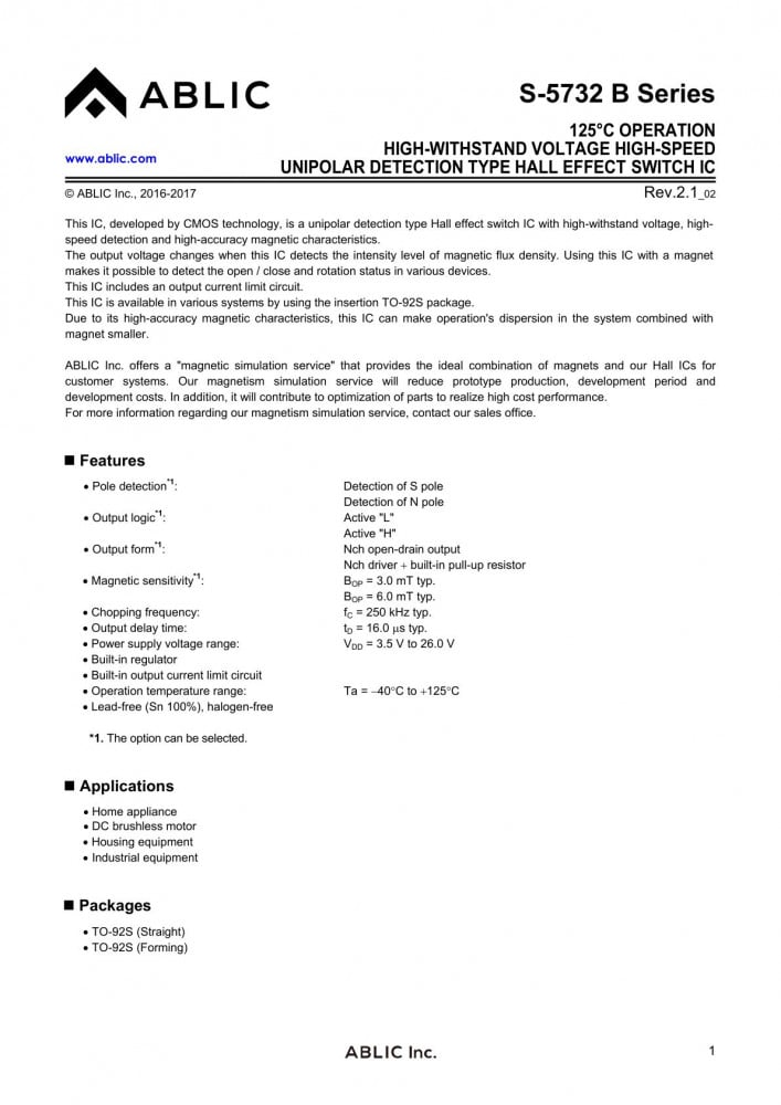 S-5732NSL1B-Y3Z2U datasheet page 1