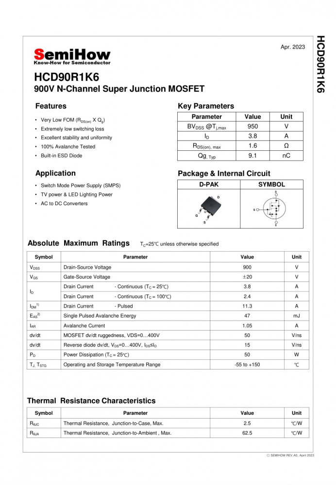 HCD90R1K6 datasheet page 1