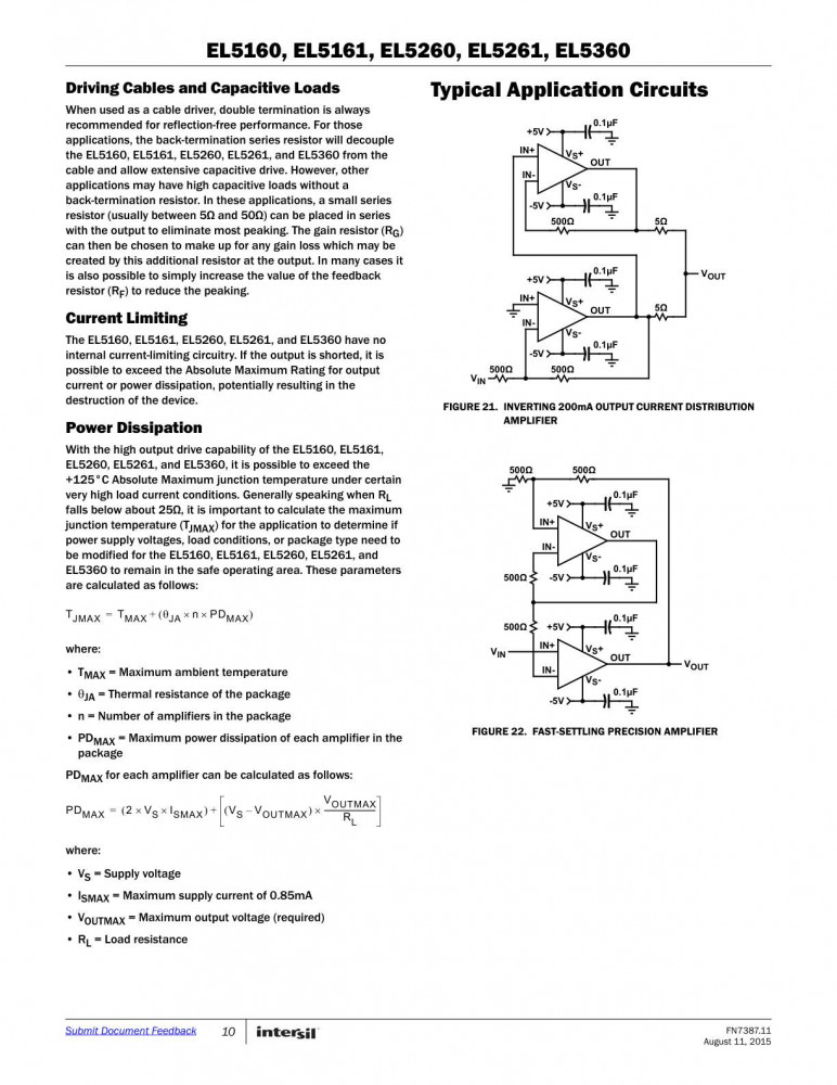 EL5261ISZ datasheet page 10