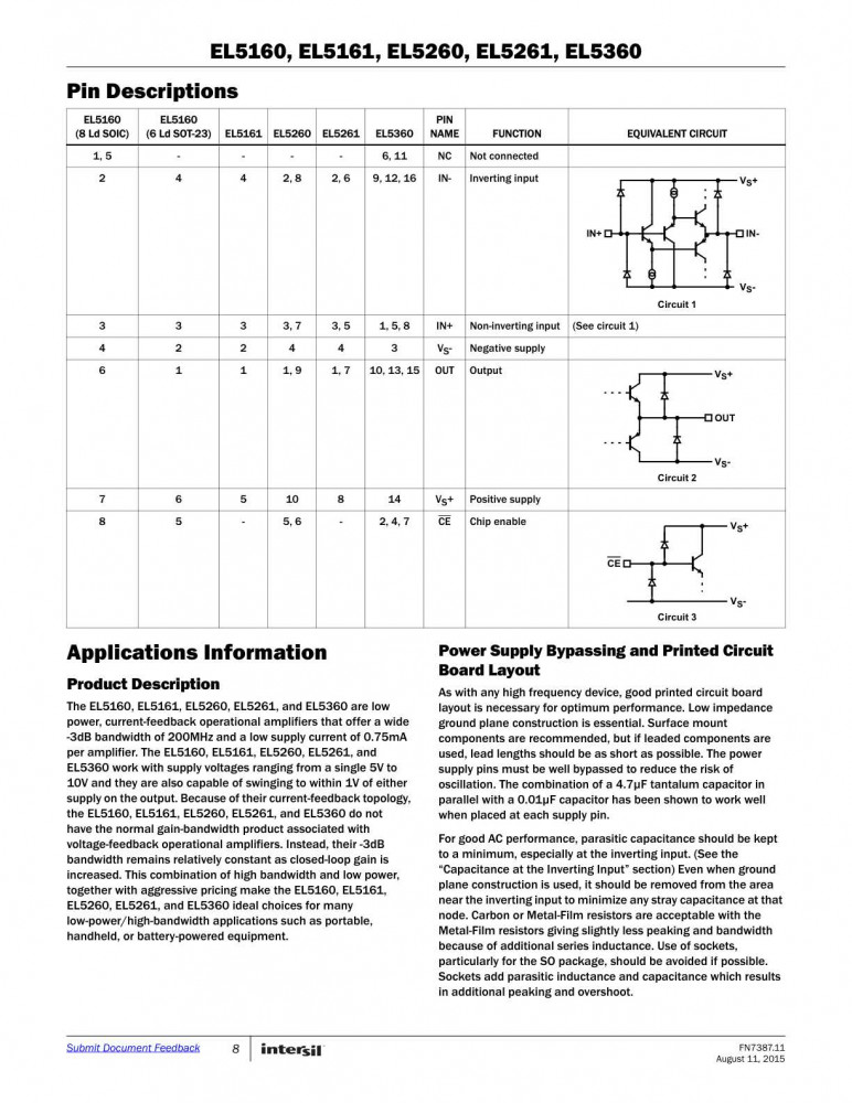 EL5261ISZ datasheet page 8