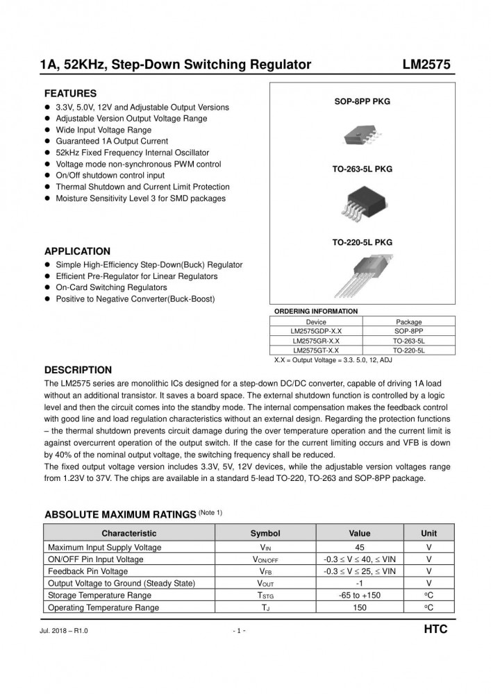 LM2575 datasheet page 1