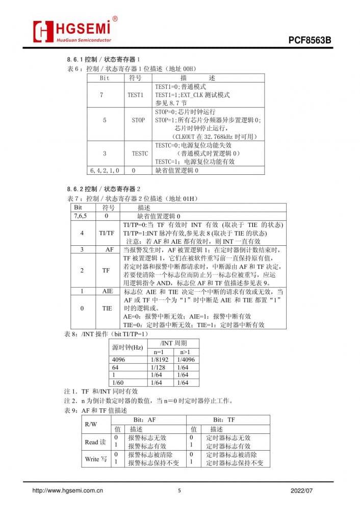 PCF8563B datasheet page 5