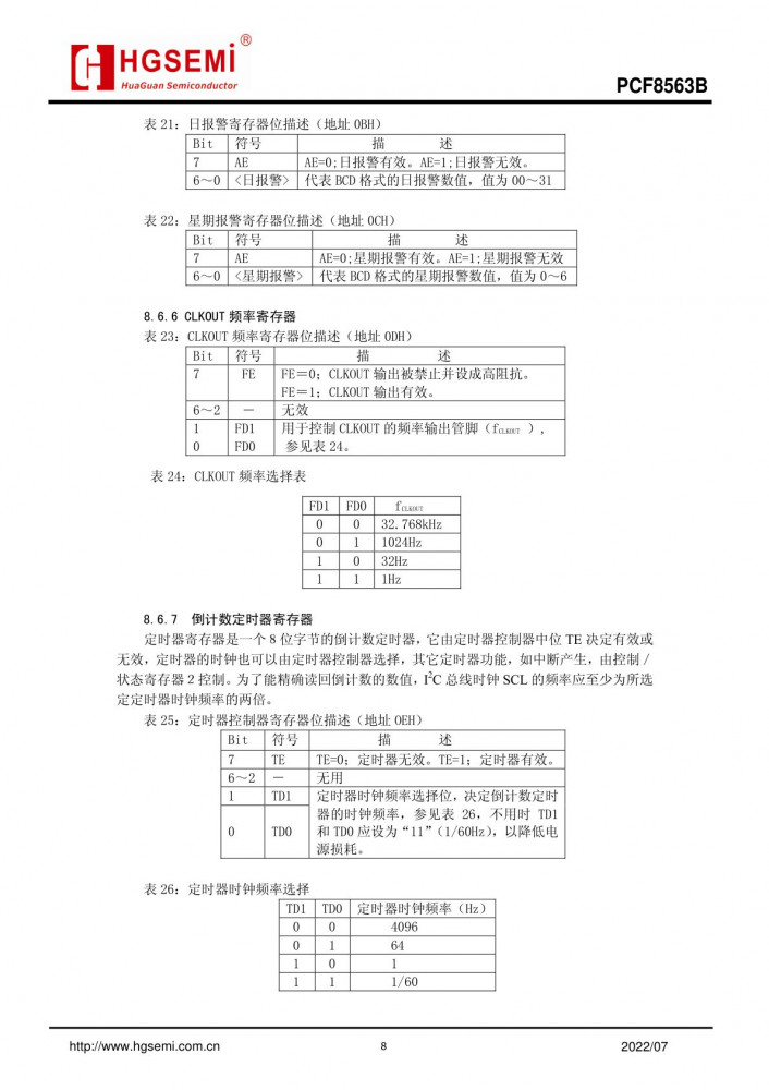 PCF8563B datasheet page 8