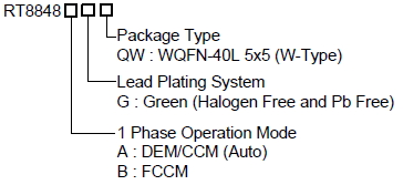 RT8848A/RT8848B - Multi-Phase PWM Controller with PWM-VID Reference for sale
