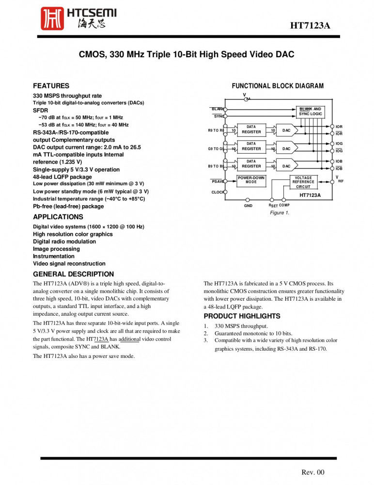 HT7123A datasheet page 1
