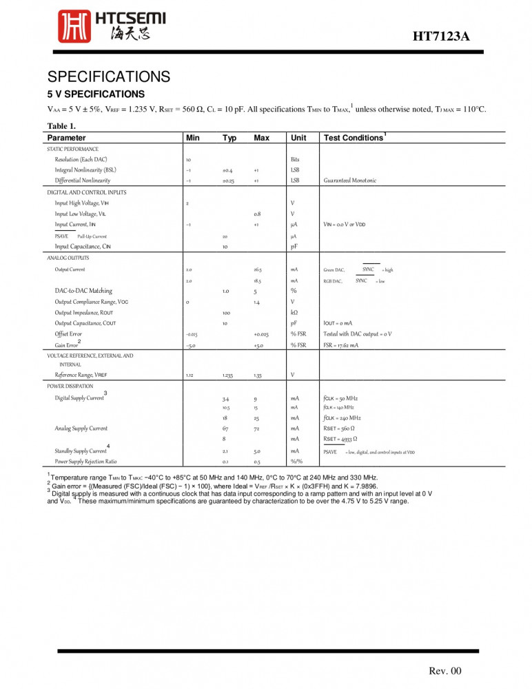 HT7123A datasheet page 2