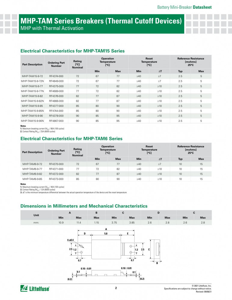 Littelfuse MHP-TAM technical document page 2