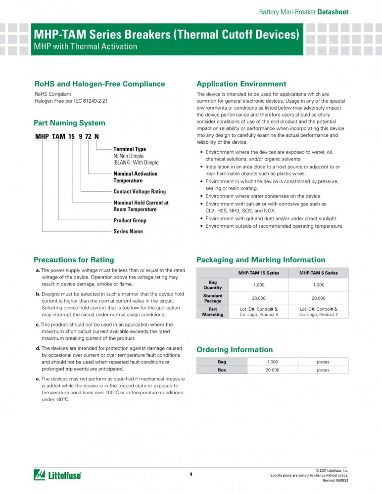 Littelfuse MHP-TAM technical document page 4