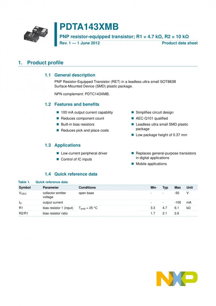 PDTA143XMB datasheet page 2
