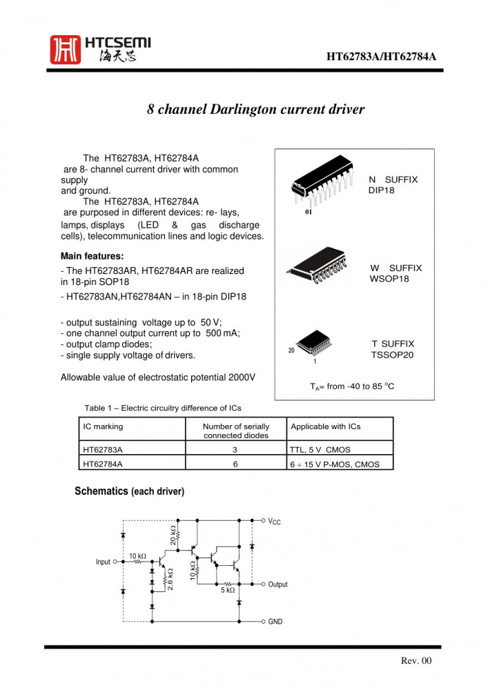 HT62783A datasheet page 1