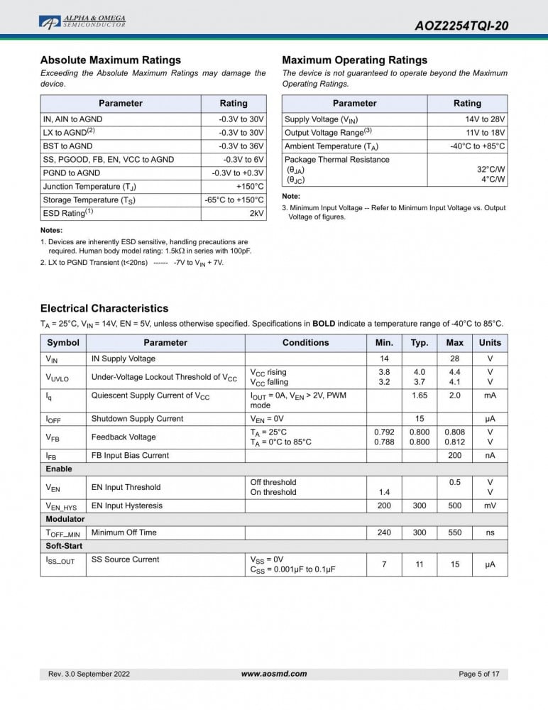 AOZ2254TQI-20 datasheet page 5