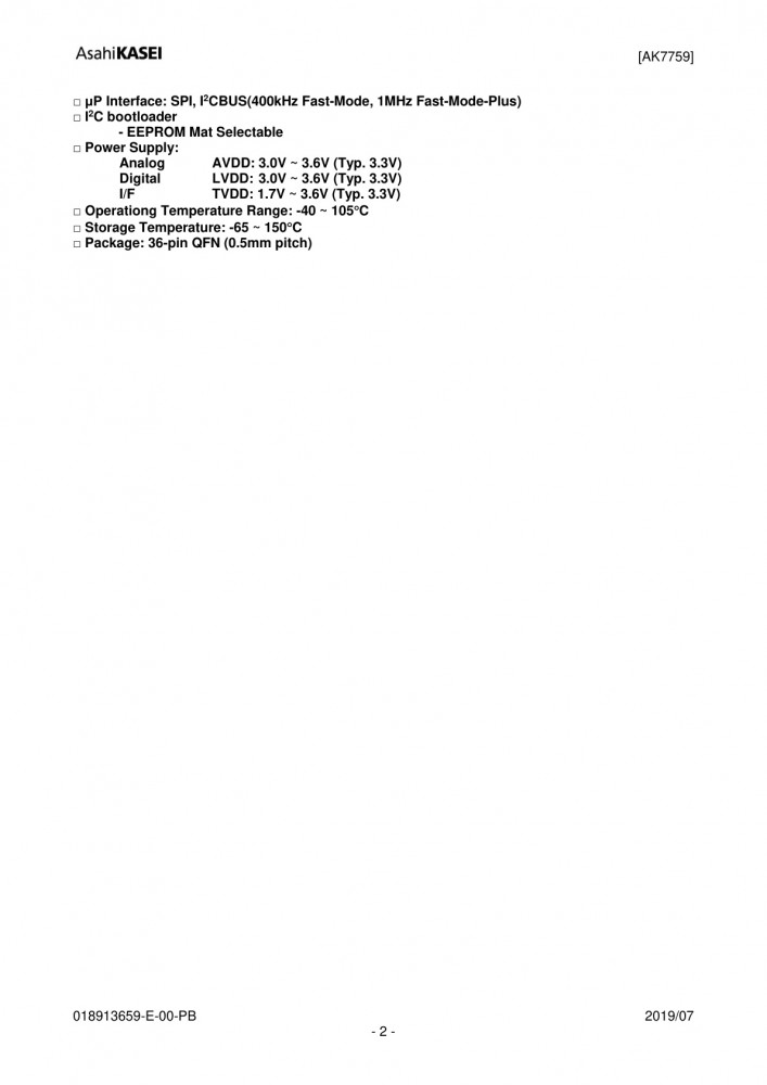 AK7759 documentation page 2