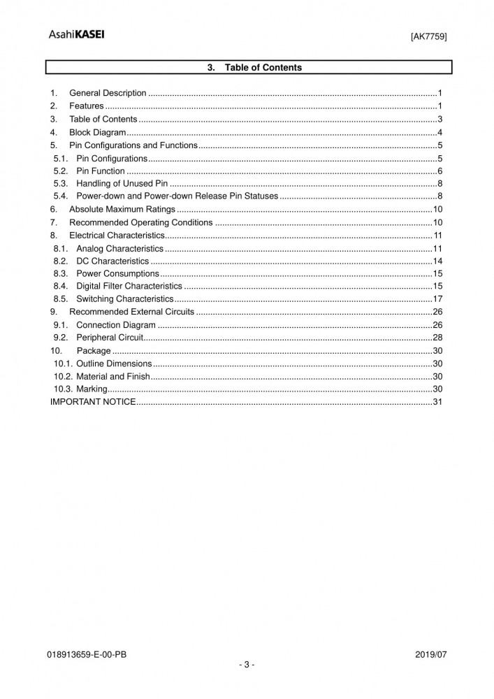 AK7759 documentation page 3
