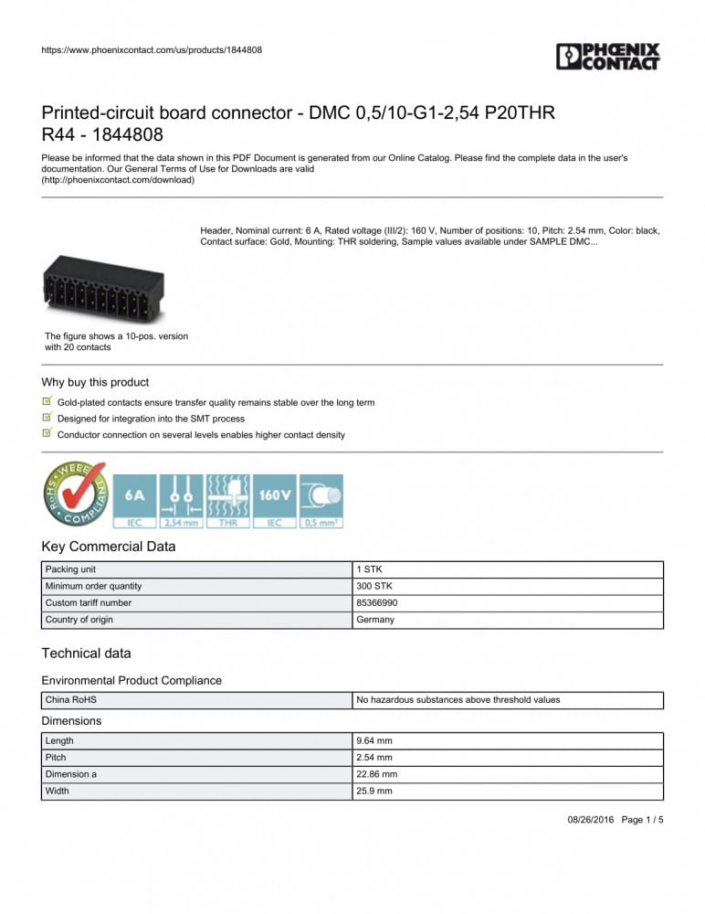 Phoenix Contact 1844808 technical document page 1
