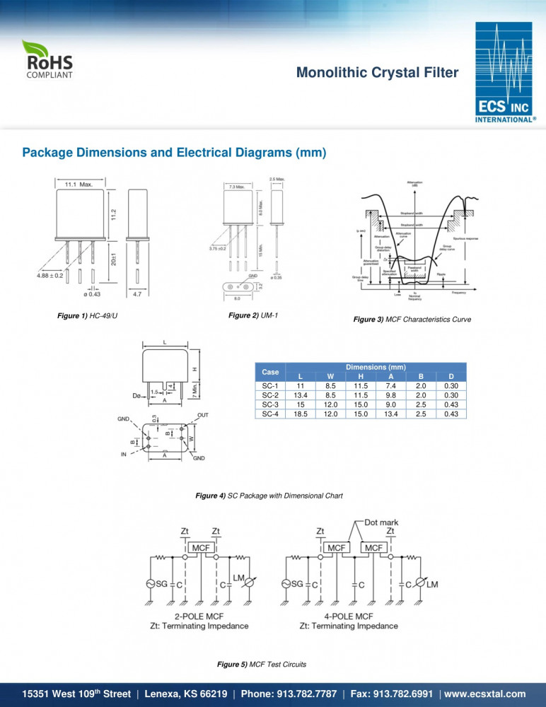 ECS monolithic crystal filter electrical diagrams page