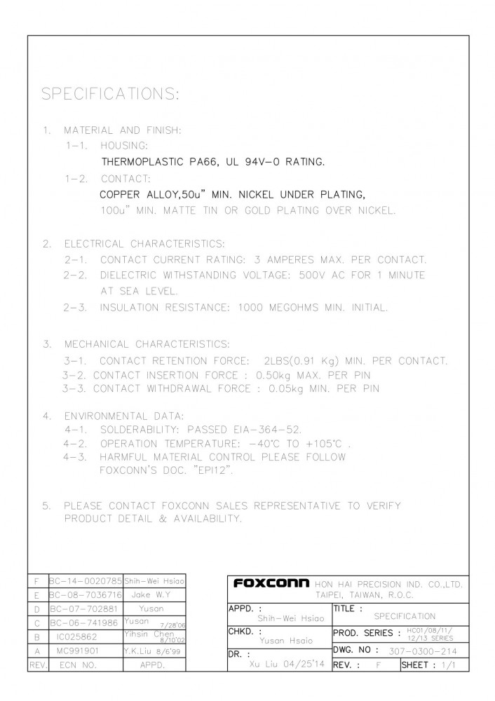 FOXCONN HC11051-D4 drawing sheet 10