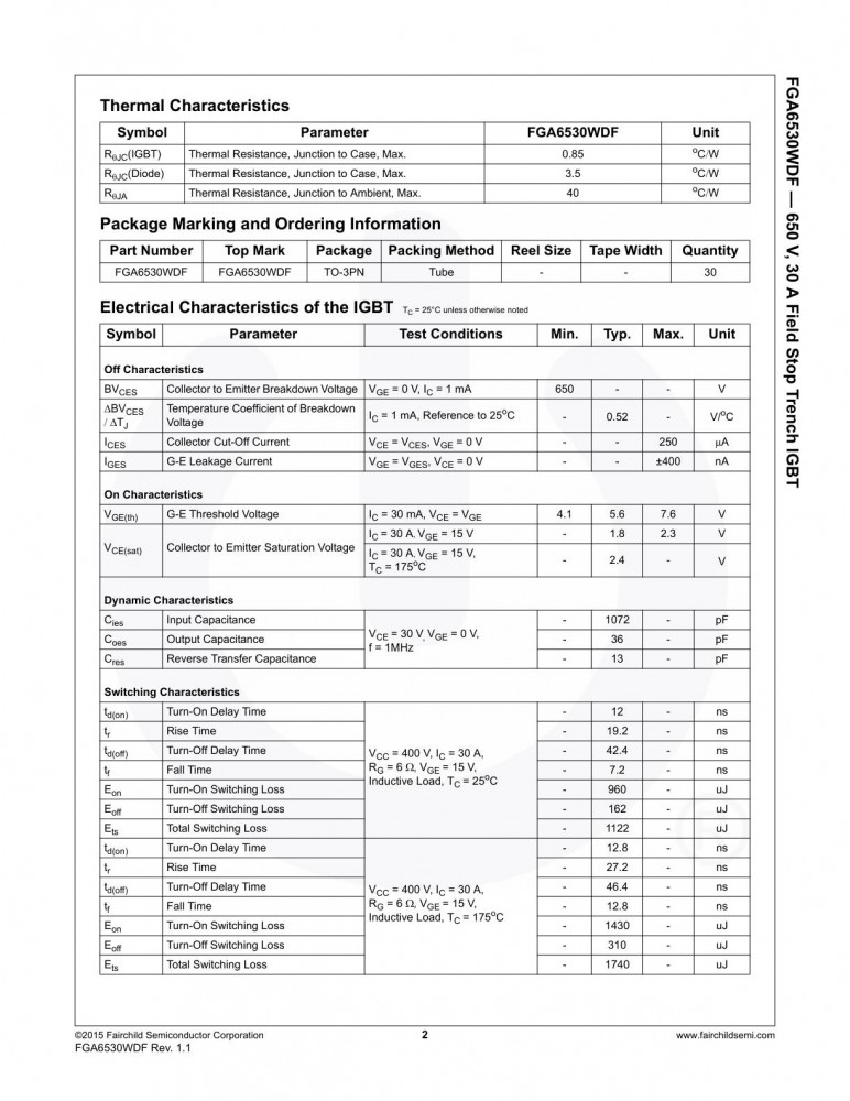 FGA6530WDF datasheet page 2
