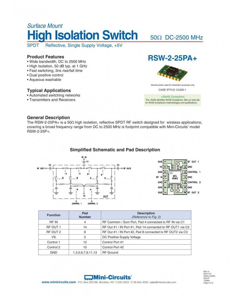 RSW-2-25PA+ datasheet page 2