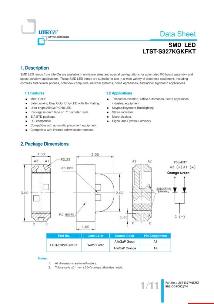LTST-S327KGKFKT datasheet page 2