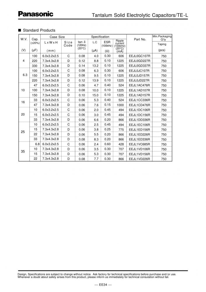 PANASONIC TE-L series technical document page 2