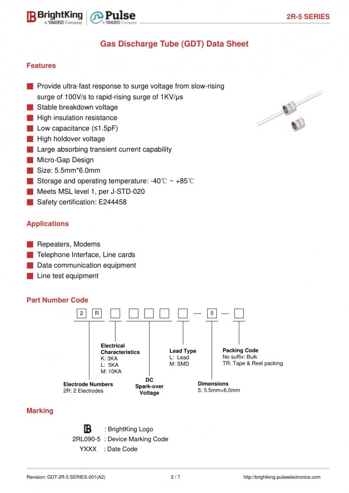 Brightking GDT datasheet page 1