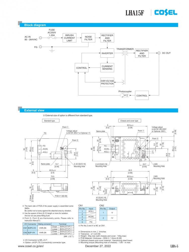 Cosel LHA datasheet page 5