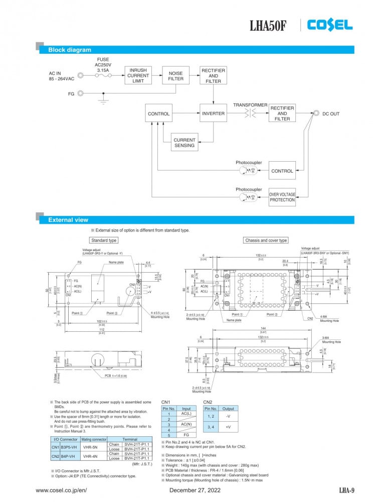 Cosel LHA datasheet page 9