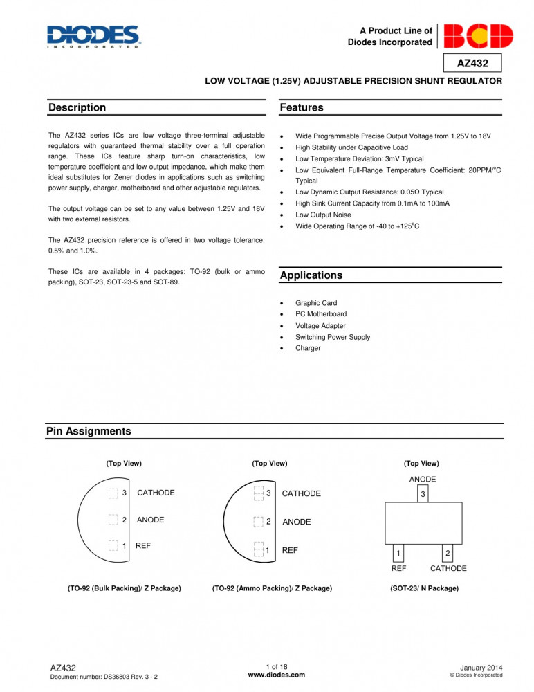 AZ432 datasheet page 1