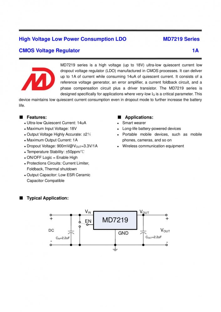 MD7219 datasheet page 1