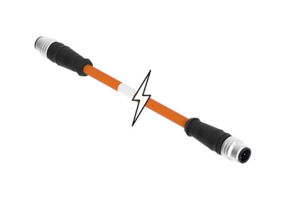 Micro-Change (M12) Double-Ended Cordset, 4 Poles, D-Coded, Male (Straight) to Male (Straight), 24 AWG, Orange TPE Cable, 70.0m (229.66' ) Length, 6.35mm (.250