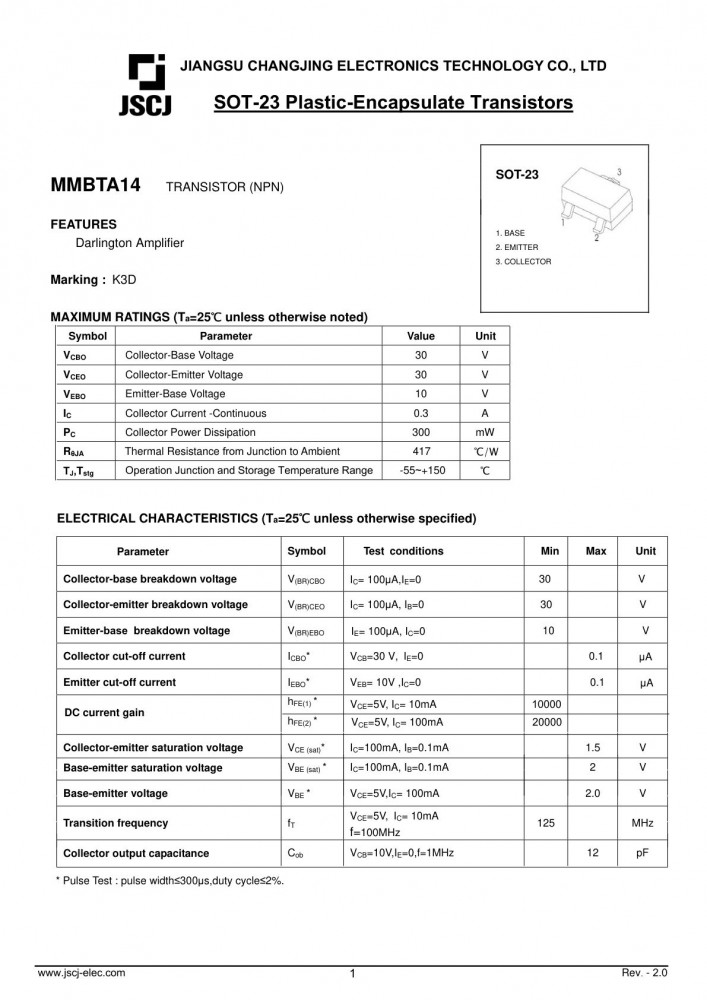 MMBTA14 datasheet page 1