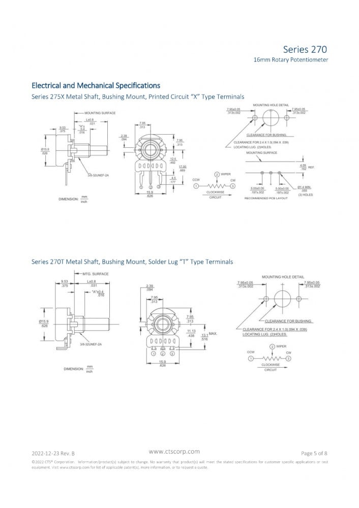 CTS Series 270 datasheet page 5