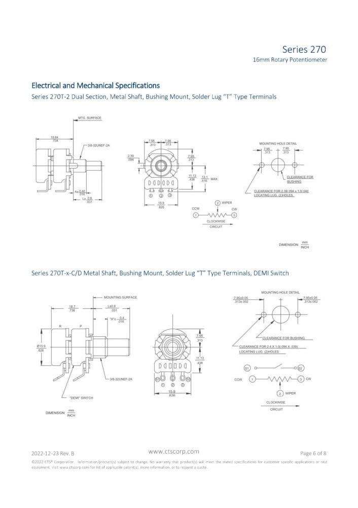 CTS Series 270 datasheet page 6
