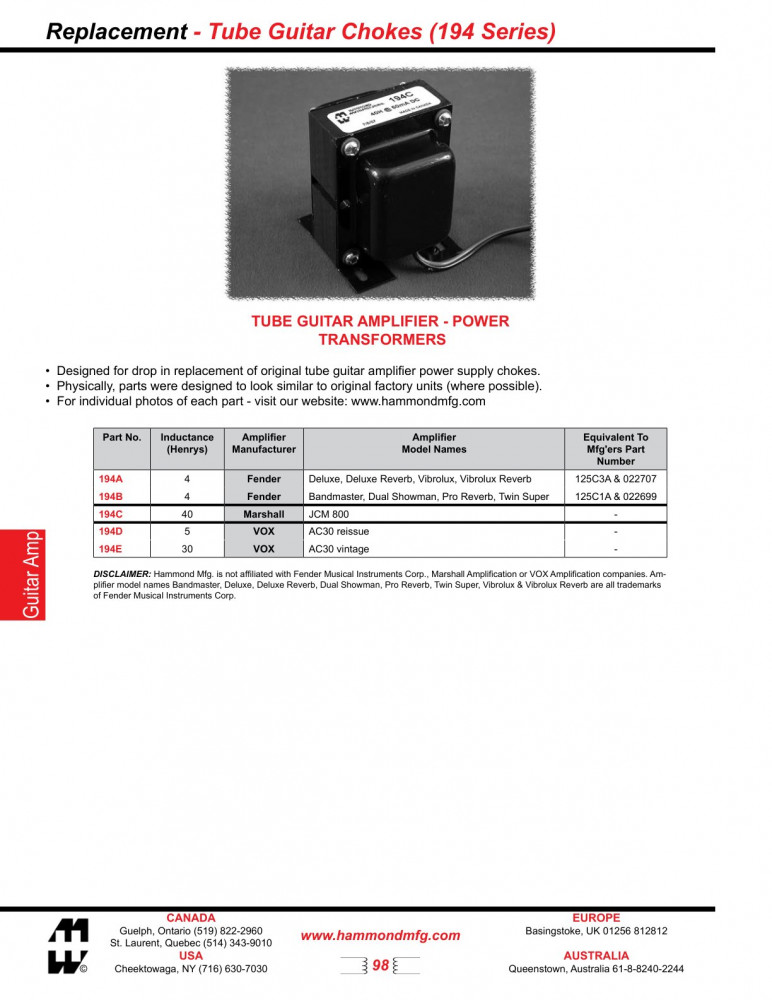 Hammond 1750V technical document page 3