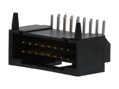 C-Grid PCB Receptacle, 2.54mm Pitch, Through Hole, Dual Row, Right-Angle, Shrouded, High-Temperature, 16 Circuits, 0.38µm Gold (Au) Plating, with Pegs for sale